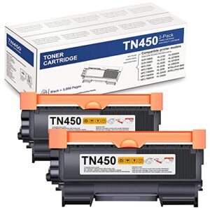 tonerplususa compatible tn450 high yield toner cartridge replacement for brother tn450 tn420 tn-450 toner cartridge used for brother hl-2230 2240d 2270dw mfc-7360n 7065dn 7860dw (black, 2-pack)