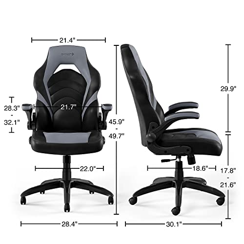 STAPLES Emerge Vortex Bonded Leather Gaming Chair, Black and Gray, 2/Pack (58224-Ccvs)