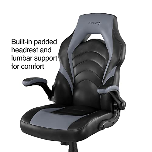 STAPLES Emerge Vortex Bonded Leather Gaming Chair, Black and Gray, 2/Pack (58224-Ccvs)