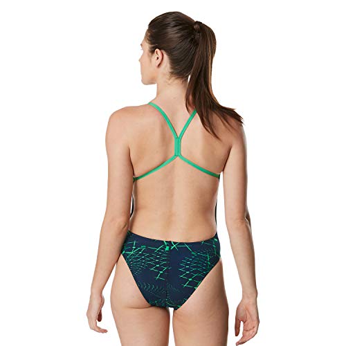 Speedo Women's Standard Swimsuit Piece Endurance The One Printed Team Colors, Galactic Blue/Green, 34