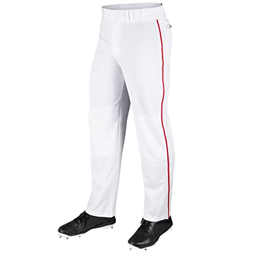 CHAMPRO mens Straight Open Bottom Baseball Pants, White, Scarlet, Medium US