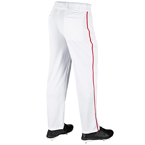 CHAMPRO mens Straight Open Bottom Baseball Pants, White, Scarlet, Medium US