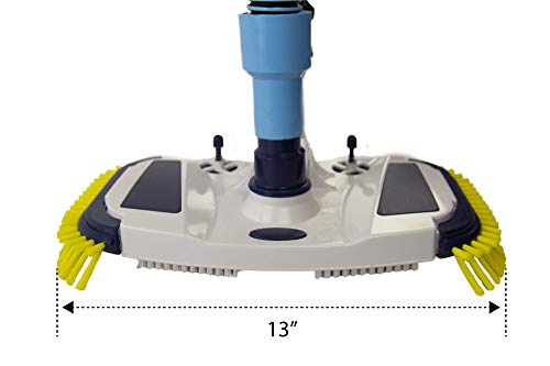 Aqua Select Weighted Pool Vacuum Head with Side Brushes for Cleaning Above Ground & Inground Swimming Pool | Flexible Handle with EZ Clips | Quickly Clean Walls, Corners and Slopes