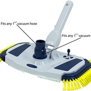 Aqua Select Weighted Pool Vacuum Head with Side Brushes for Cleaning Above Ground & Inground Swimming Pool | Flexible Handle with EZ Clips | Quickly Clean Walls, Corners and Slopes