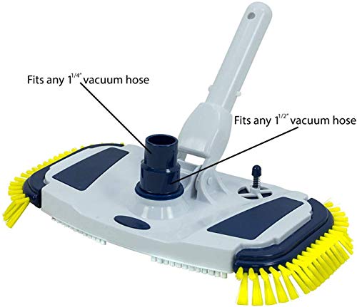 Aqua Select Weighted Pool Vacuum Head with Side Brushes for Cleaning Above Ground & Inground Swimming Pool | Flexible Handle with EZ Clips | Quickly Clean Walls, Corners and Slopes