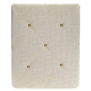 white burlap covered with criss-cross twine bulletin picture & memo board, 19.75 x 15.75