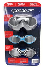 speedo 3 pack adult swimming goggles – colors may vary