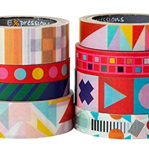 Scotch Washi Tape, Geo Madness Design, 8 Rolls, Great for Bullet Journaling, Scrapbooking and DIY Décor (C1017-8-P18)