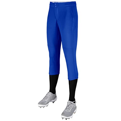 Champro Girls' Standard Fireball Low-Rise Knicker-Style Fastpitch Softball Pants in Solid Color with Reinforced Knees, Royal, Large