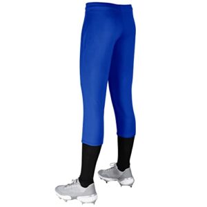 Champro Girls' Standard Fireball Low-Rise Knicker-Style Fastpitch Softball Pants in Solid Color with Reinforced Knees, Royal, Large