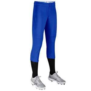 Champro Girls' Standard Fireball Low-Rise Knicker-Style Fastpitch Softball Pants in Solid Color with Reinforced Knees, Royal, Large