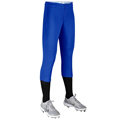 Champro Girls' Standard Fireball Low-Rise Knicker-Style Fastpitch Softball Pants in Solid Color with Reinforced Knees, Royal, Large