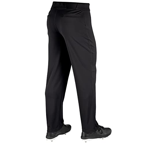 CHAMPRO Men's Standard MVP OB Open Bottom Loose-Fit Baseball Pants, Black, Large