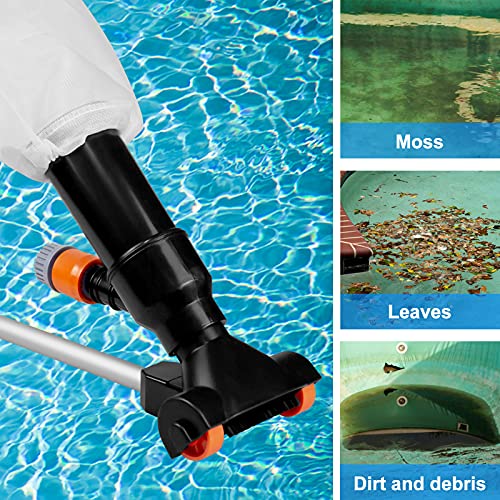 BLIKA Small Above Ground Pool and Spa Vacuum, Upgraded Portable Pool Vacuum Jet Underwater Cleaner with Scrub Brushes & Leaf Bag