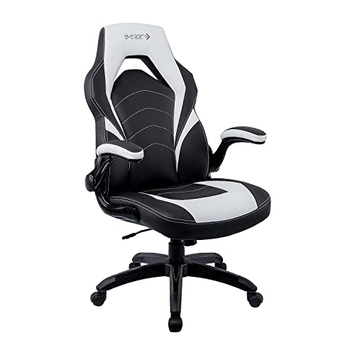 STAPLES Bonded Leather Gaming Chair, Black and White (55172)