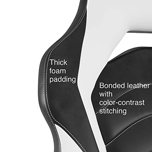 STAPLES Bonded Leather Gaming Chair, Black and White (55172)