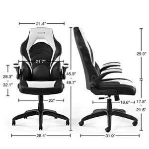 STAPLES Bonded Leather Gaming Chair, Black and White (55172)