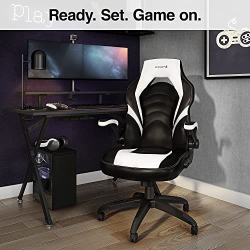 STAPLES Bonded Leather Gaming Chair, Black and White (55172)