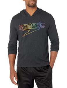 speedo unisex-adult t-shirt long sleeve hoodie pull over team warm up, pride black, x-large