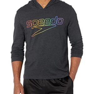 Speedo Unisex-Adult T-Shirt Long Sleeve Hoodie Pull Over Team Warm Up, Pride Black, X-Large