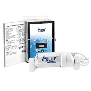 BLUE WORKS Saltwater Pool System Salt Pool - up to 40,000 Gallons Pool, Salt Chlorine Generator for Inground Pool, 2 Year USA Warranty, Clear