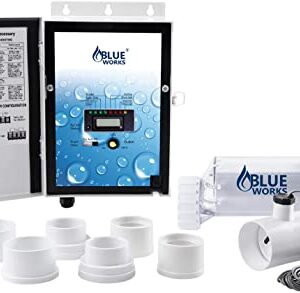 BLUE WORKS Saltwater Pool System Salt Pool - up to 40,000 Gallons Pool, Salt Chlorine Generator for Inground Pool, 2 Year USA Warranty, Clear