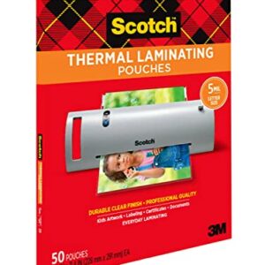 Scotch Thermal Laminating Pouches Premium Quality, 5 Mil Thick for Extra Protection, 50 Pack Letter Size Laminating Sheets, Our Most Durable Lamination Pouch, 8.9 x 11.4 inches, Clear (TP5854-50)