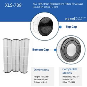 XLS-789 3 Pack Replacement Filters for Jacuzzi Round Tri-clops TC-600. Also Replaces Unicel C-7452, Filbur FC-1494, Pleatco PJC-180-M4.