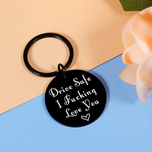 Drive Safe Keychain for Boyfriend Valentines Day Gifts for Boyfriend BF Husband Christmas Gifts for Him Men Boyfriend Husband Son Boyfriend Anniversary Sweetest Day Keychain Gifts from Girlfriend