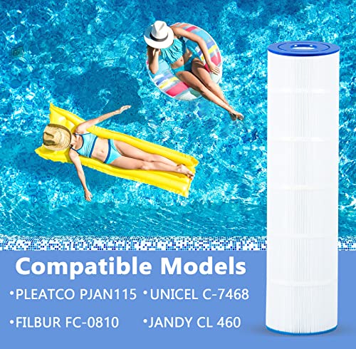 PELLUCID Pool Filter Compatible with Jandy CL 460, CV460, Unicel C-7468, Pleatco PJAN115, Filbur FC-0810, Easy to Clean and Reuse, Advanced Filtration System for Longer Life, 4 Pack