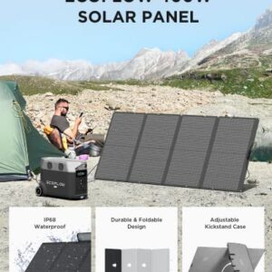 EF ECOFLOW DELTA Pro Solar Generator 3.6KWh/3600W with 3X400W Portable Solar Panel, Portable Power Station for Home Backup Outdoors Camping RV Emergency