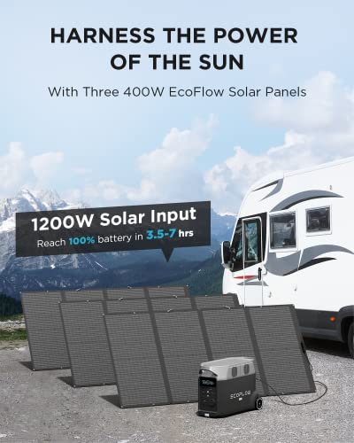 EF ECOFLOW DELTA Pro Solar Generator 3.6KWh/3600W with 3X400W Portable Solar Panel, Portable Power Station for Home Backup Outdoors Camping RV Emergency