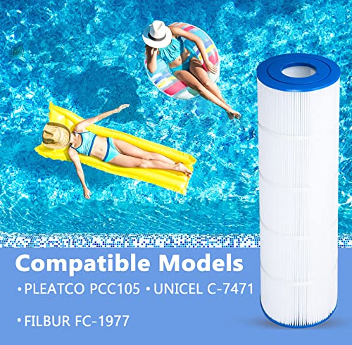 PELLUCID PCC105-PAK4 Pool Filter Compatible with Pleatco, Pentair CCP420, 178584, Unicel C-7471, 817-0106, Filbur FC-1977, Easy to Clean and Reuse, Advanced Filtration System for Long Life, 4 Pack