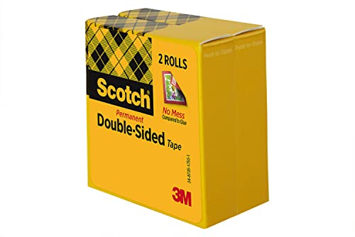 Scotch Double Sided Tape, 1/2 in x 1296 in, 2 Boxes/Pack (665-2P12-36)