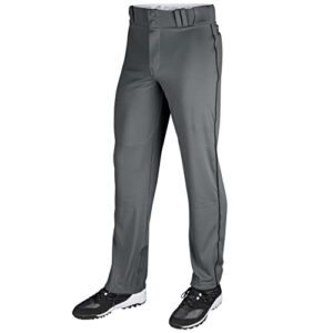 champro men’s standard triple crown open bottom adult baseball pants, graphite, black pipe, medium