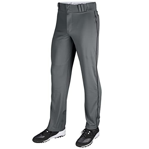 CHAMPRO Men's Standard Triple Crown Open Bottom Adult Baseball Pants, Graphite, Black Pipe, Medium