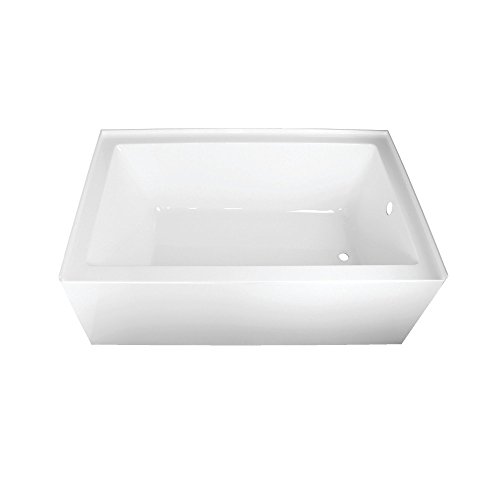 Kingston Brass Aqua Eden VTAP603622R 60-Inch Acrylic Alcove Tub with Right Hand Drain, White