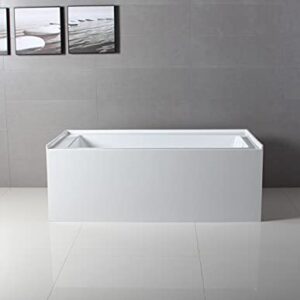 Kingston Brass Aqua Eden VTAP603622R 60-Inch Acrylic Alcove Tub with Right Hand Drain, White