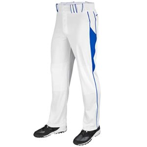 champro boys champro youth triple crown open bottom baseball pant w geometric side insert, white,royal, large us