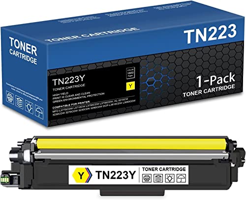 (1 Pack, Yellow) Compatible TN223 TN-223 TN223Y TN-223Y Toner Replacement for Brother HL-3210CW HL-3230CDW HL-3270CDW HL-3230CDN HL-3290CDW MFC-L3770CDW MFC-L3710CW Printer, by Sold Beryink