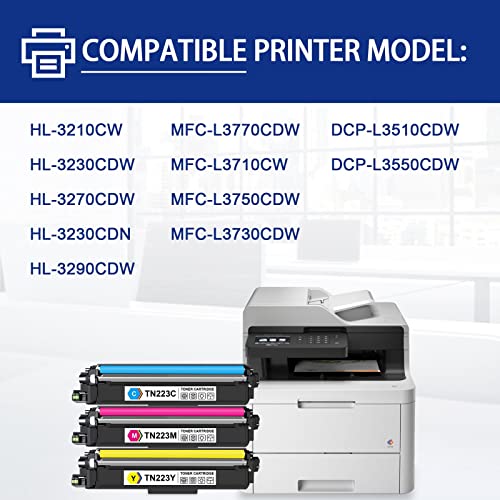 (1 Pack, Yellow) Compatible TN223 TN-223 TN223Y TN-223Y Toner Replacement for Brother HL-3210CW HL-3230CDW HL-3270CDW HL-3230CDN HL-3290CDW MFC-L3770CDW MFC-L3710CW Printer, by Sold Beryink