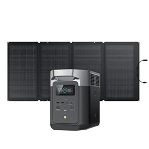 ef ecoflow solar generator delta2 with 220w solar panel, lfp(lifepo4) battery, fast charging, portable power station for home backup power, camping & rvs