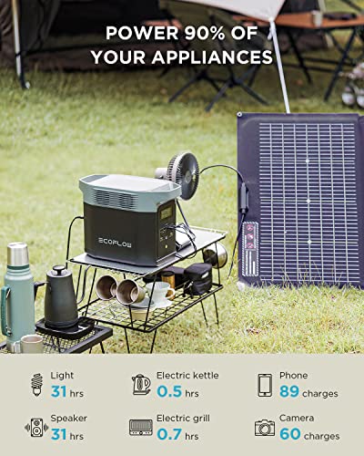 EF ECOFLOW Solar Generator DELTA2 with 220W Solar Panel, LFP(LiFePO4) Battery, Fast Charging, Portable Power Station for Home Backup Power, Camping & RVs