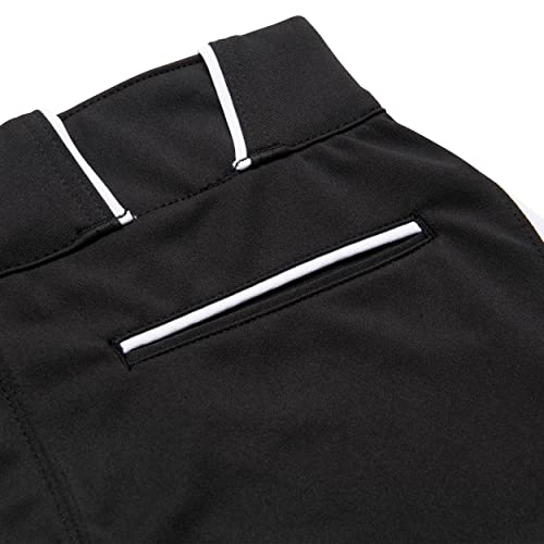 CHAMPRO Surge Traditional Low-Rise Fastpitch Softball Pant with Contrast-Color Braid Piping - Small,Black, White