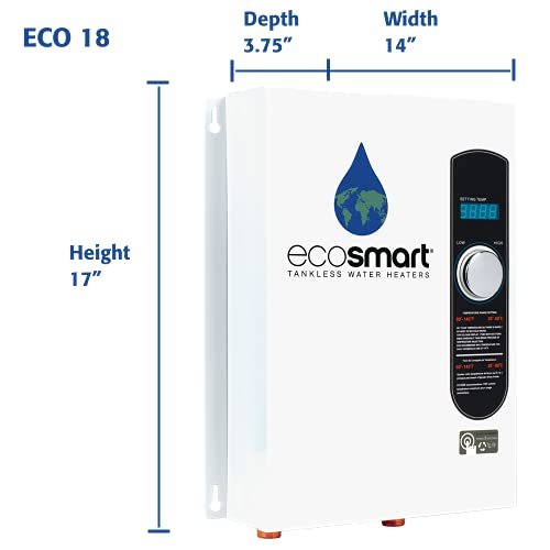 EcoSmart ECO 18 Electric Tankless Water Heater, 18 KW at 240 Volts with Patented Self Modulating Technology