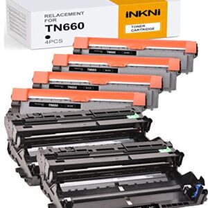 INKNI TN-660 DR-630 Compatible Toner Cartridge Replacement for Brother TN660 TN630 Toner Cartridges and DR630 Drum Unit (4 Pack Toner + 2 Drum Unit)