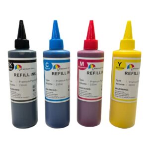 Inkpro 4x250ml Pigment Refill Ink Bottles Compatible for All Epson Workforce Epson EcoTank HP Officejet HP Deskjet Brother MFC Canon Pixma Printers Model