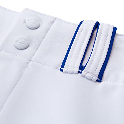 CHAMPRO Triple Crown OB2 Open-Bottom Loose Fit Baseball Pants with Adjustable Inseam and Reinforced Sliding Areas, White,Royal, Medium