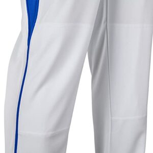 CHAMPRO Triple Crown OB2 Open-Bottom Loose Fit Baseball Pants with Adjustable Inseam and Reinforced Sliding Areas, White,Royal, Medium