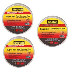 3m scotch super 33+ vinyl electrical tape, .75-inch by 66-feet, 3-pack